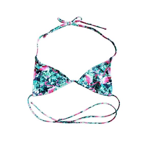 Swim | Nwot Tropical Flamino Leaf Pattern Triangle Bikini Top Playful ...